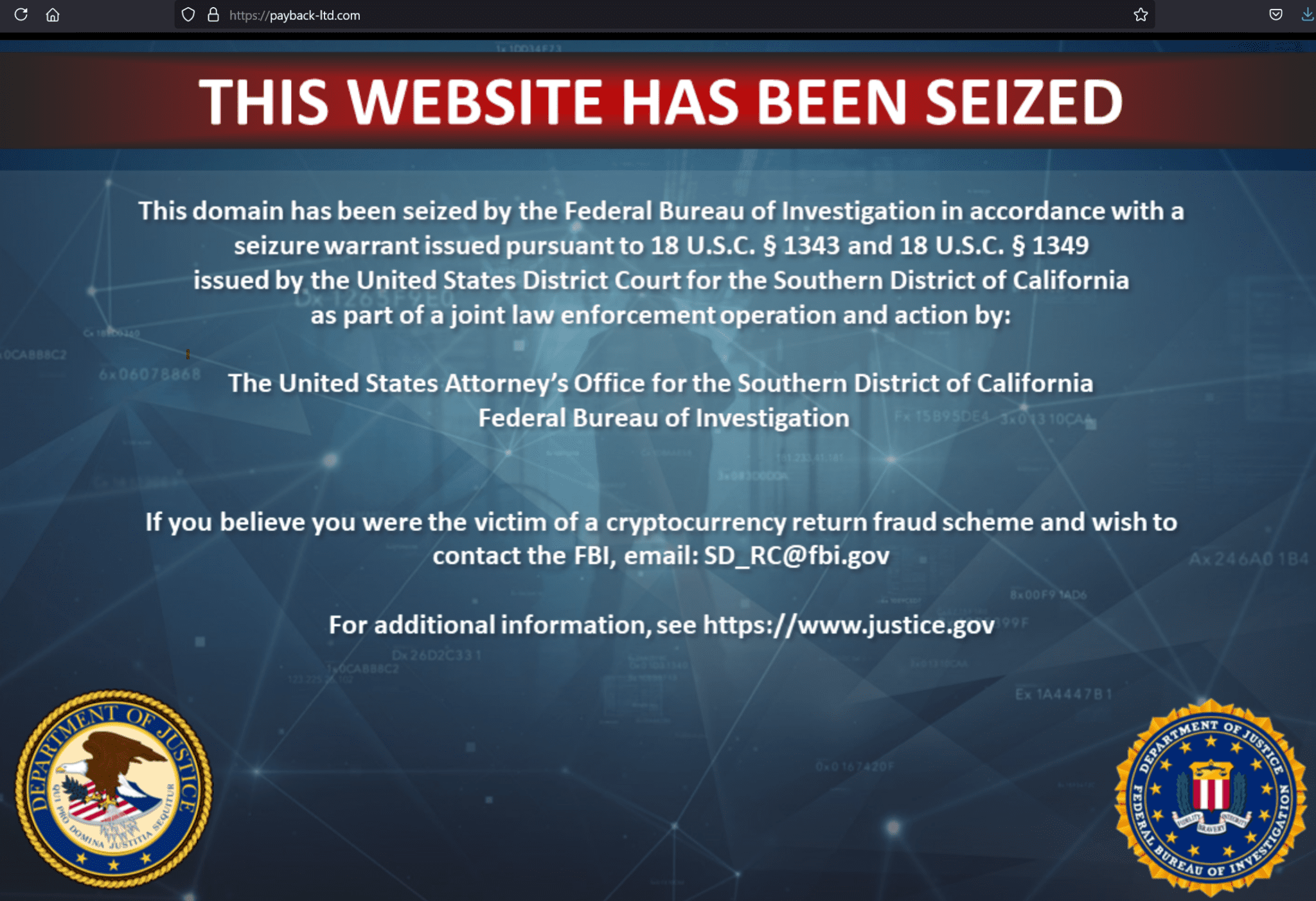 Breaking News: FBI Seizes Pay Back's Website Amid Fund Recovery Scam ...